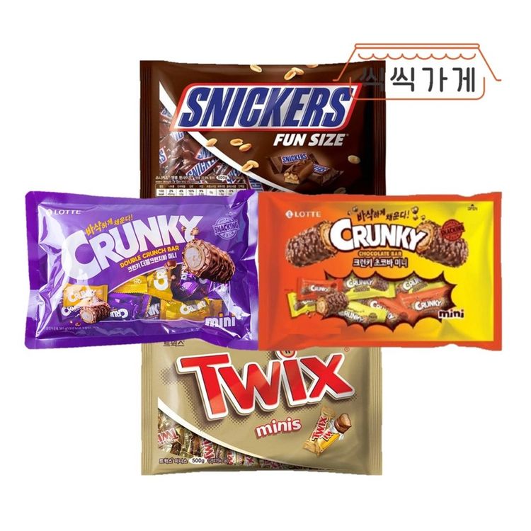 트윅스 500g 스니커즈 500g 크런키초코바2종 1개씩 4ea 홈플러스 택배배송