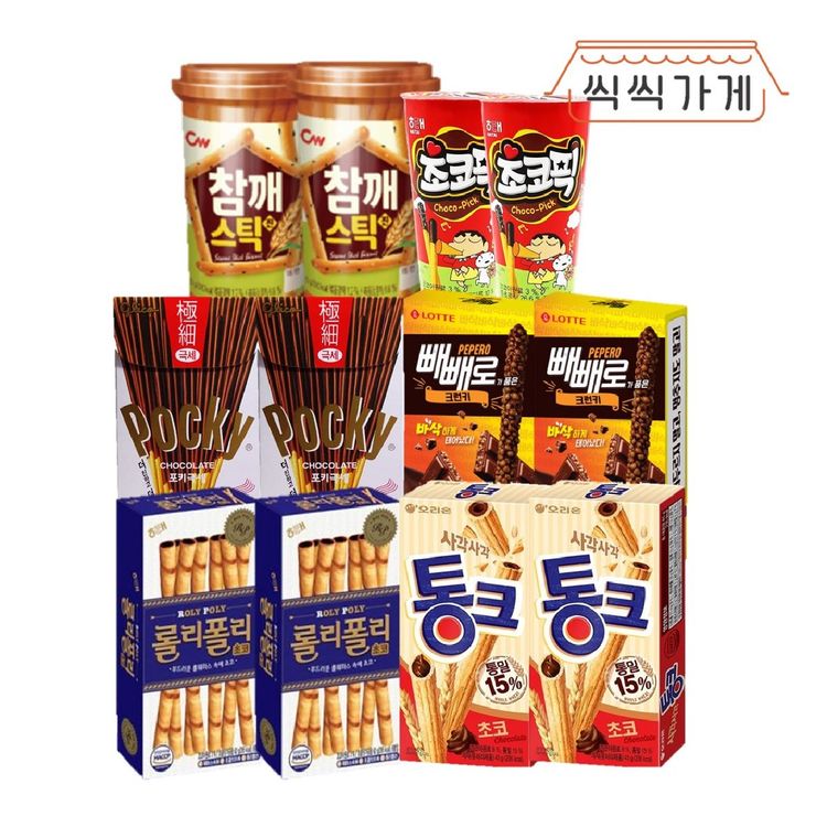 씩씩가게 빼빼로데이 필수 막대과자 6종 2개씩포키 롤리 통크 크런키 참깨 초코픽 홈플러스 택배배송