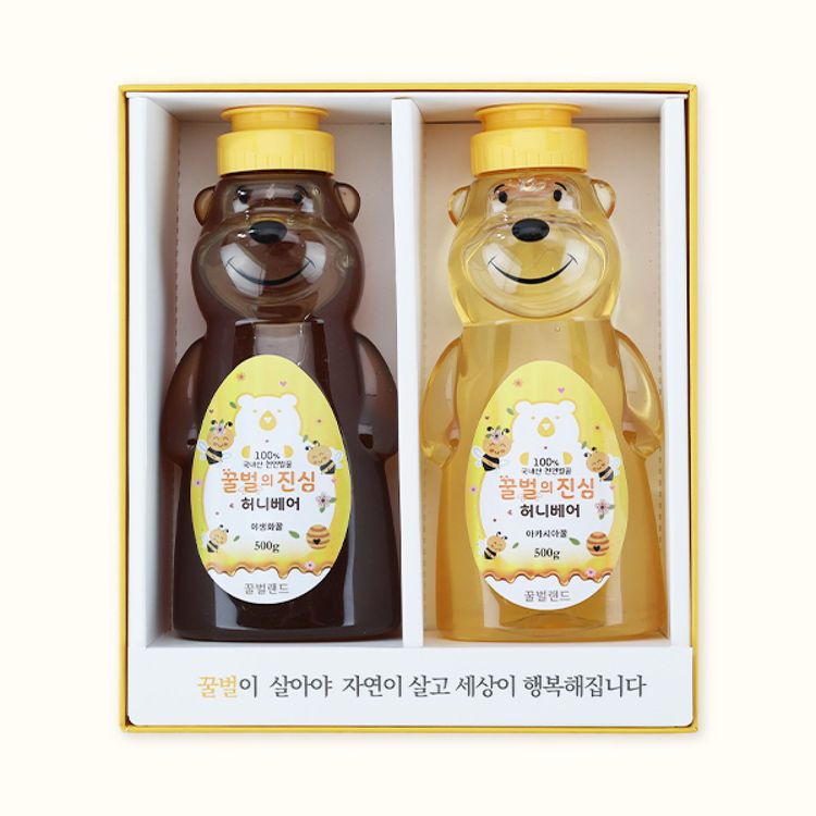 꿀벌의진심 허니베어 선물세트 1000g아카시아꿀 500g야생화꿀 500g 홈플러스 택배배송