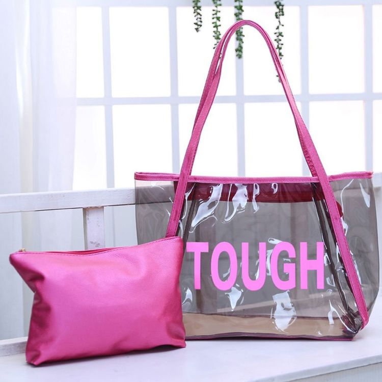 Tough 실용적인 N62138bba8a 핫핑크 파우치포함 투명 비치 가방 홈플러스 택배배송