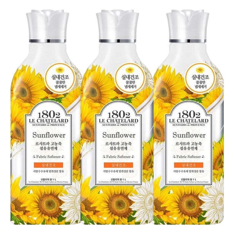 르샤트라 고농축 섬유유연제 실내건조 썬플라워 용기 1l X 3개 홈플러스 택배배송