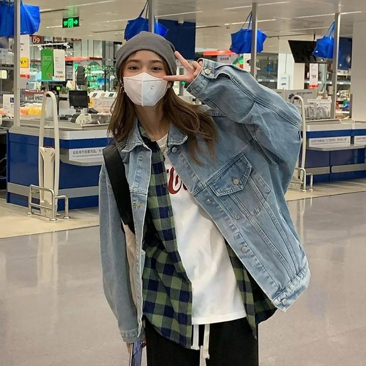 여성 오버핏 연청 데님자켓 캐주얼 청자켓 캠퍼스룩 홈플러스 택배배송