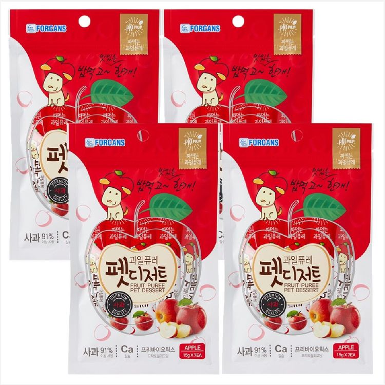 포켄스 과일퓨레 펫디저트 사과 애플 7p 105g X 4개 짜먹는 강아지 츄르 유기농 홈플러스 택배배송