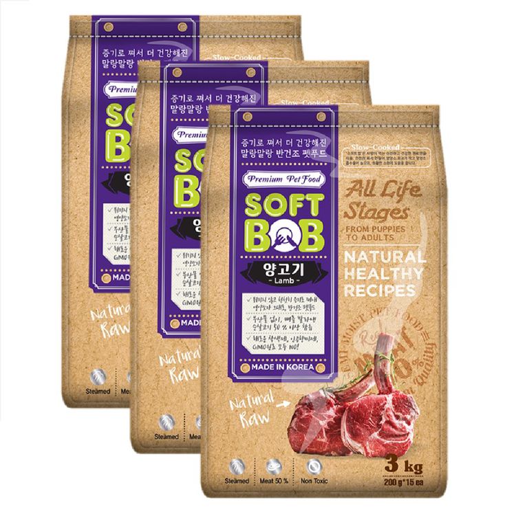 소프트밥 부드러운 강아지 소프트 사료 양고기 3kg X 3개 반건조 반습식 홈플러스 택배배송