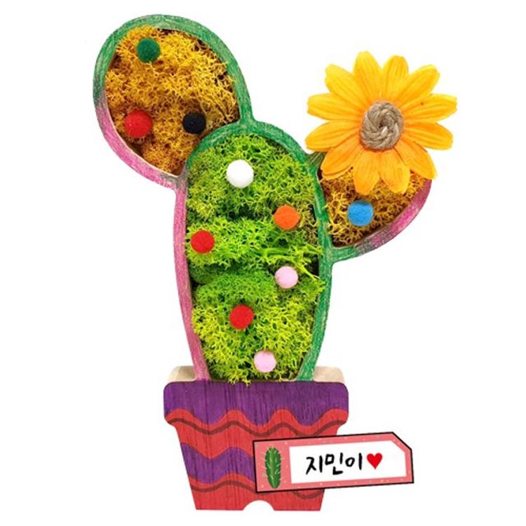 원목 큰꽃 선인장 스칸디아모스 화분장식 만들기 홈플러스 택배배송