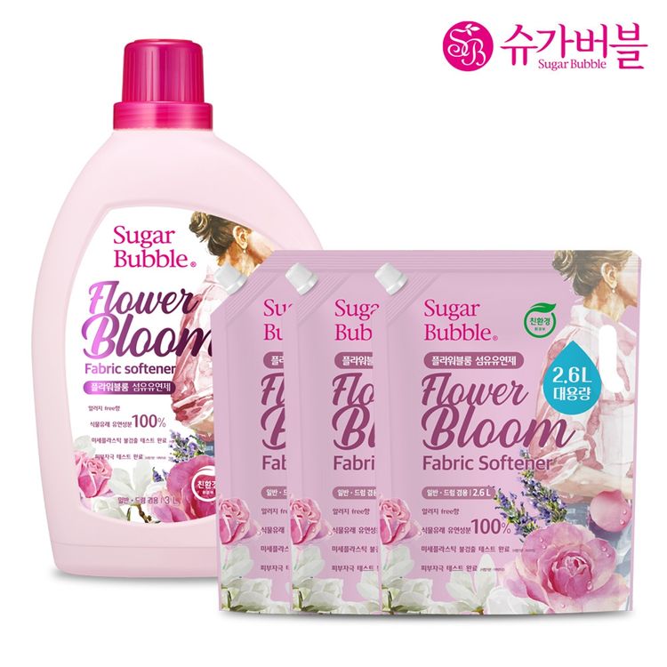 슈가버블 친환경 섬유유연제 플라워블룸 3l 리필 26l X 3 홈플러스 택배배송