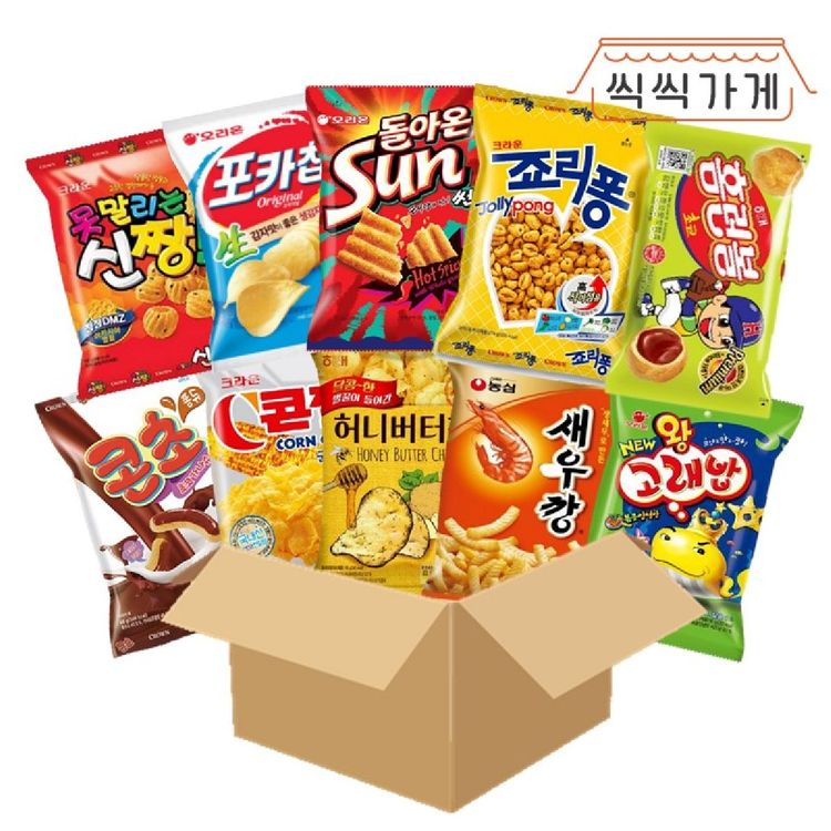 맛있는 인기 봉지과자 10종홈런볼 허버칩 콘칩 죠리 썬 포카 신짱 콘초 새우 고래 홈플러스 택배배송