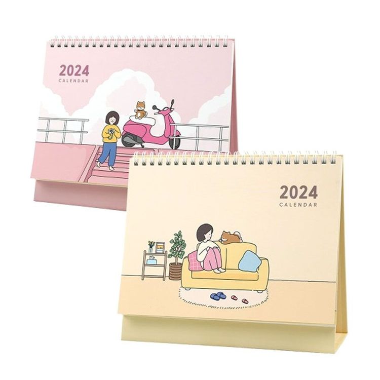 일러스트 탁상달력 2024 캘린더 X4혼합 만년 스케쥴 홈플러스 택배배송