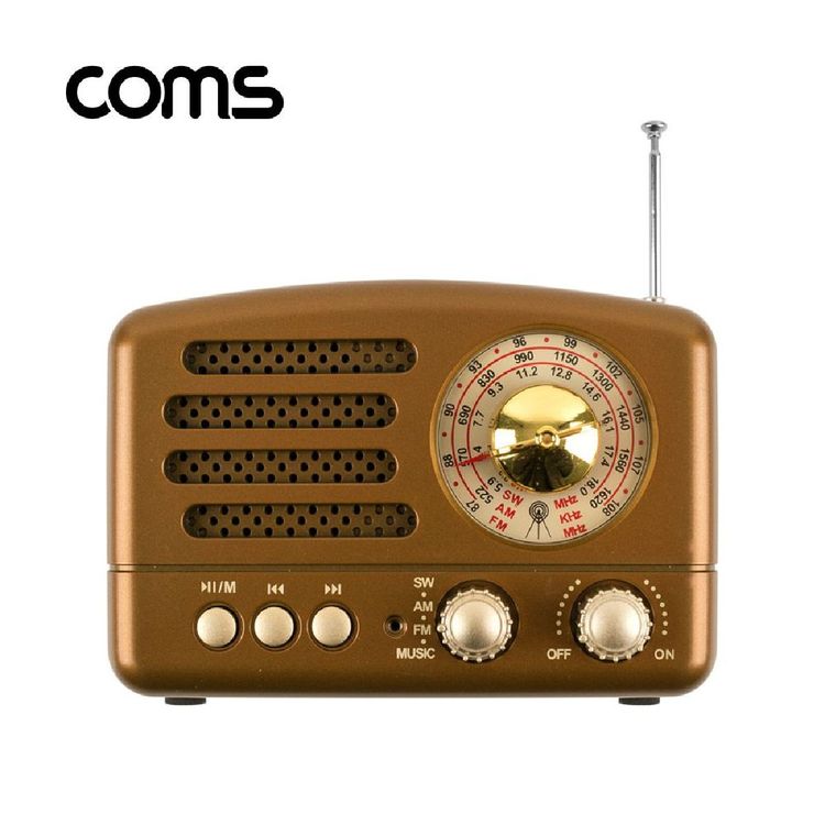 Coms 엔틱 레트로 라디오 블루투스 스피커 Brown 홈플러스 택배배송
