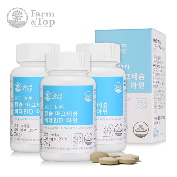 팜엔탑 칼마디 칼슘 마그네슘 비타민d 아연 800mg X 120정 X 3개 홈플러스 택배배송