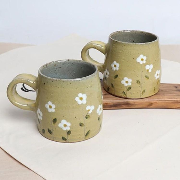 봄맞이꽃 머그컵 2p세트 S 겨자색 300ml 홈플러스 택배배송