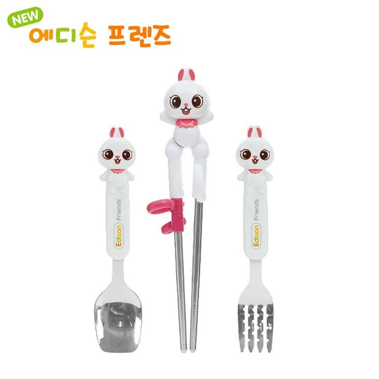 스텐 젓가락 3종 세트 토끼 캐릭터 아동 식기 홈플러스 택배배송