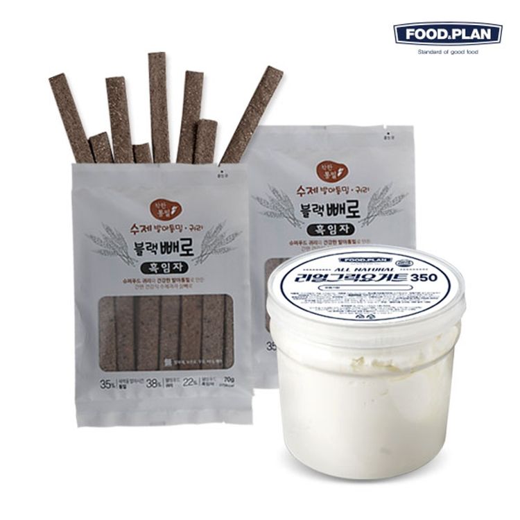 푸드앤플랜 리얼 꾸덕 그릭요거트플레인 350g통밀과자 블랙빼로 2봉 홈플러스 택배배송