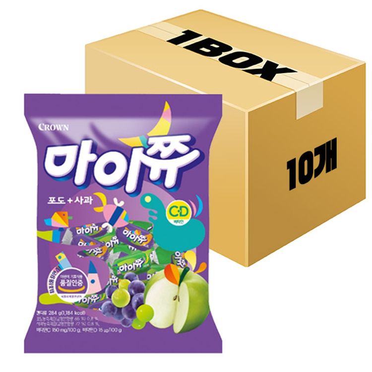 크라운 마이쮸 포도사과 284g X 10봉 1박스 무료배송 홈플러스 택배배송