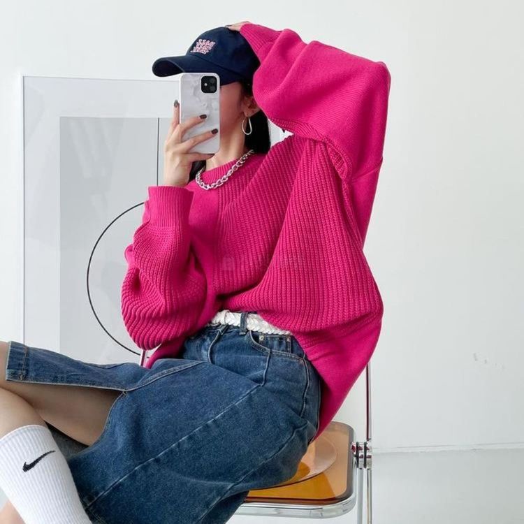 여자 하찌 비비드 골지 솔리드 니트 루즈핏 맨투맨 홈플러스 택배배송
