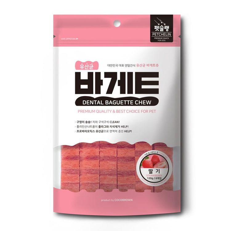 코코브라운 펫슐랭 유산균 바게트츄 딸기 120g 홈플러스 택배배송