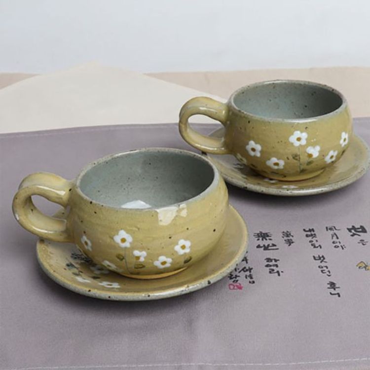 봄맞이꽃 실용적인 N61211c8542 노랑 커피잔 쌍화차잔 라떼잔 2인세트 홈플러스 택배배송