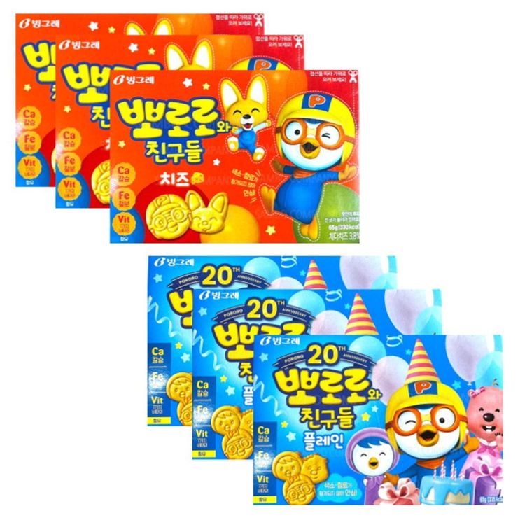 뽀로로와친구들세트 치즈맛3개플레인맛3개 총6개 홈플러스 택배배송