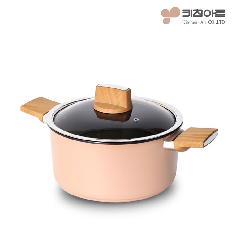 키친아트 인덕션 양수냄비24cm 국 찌개냄비 코팅 가벼운 모던 모든열원사용가능 홈플러스 택배배송
