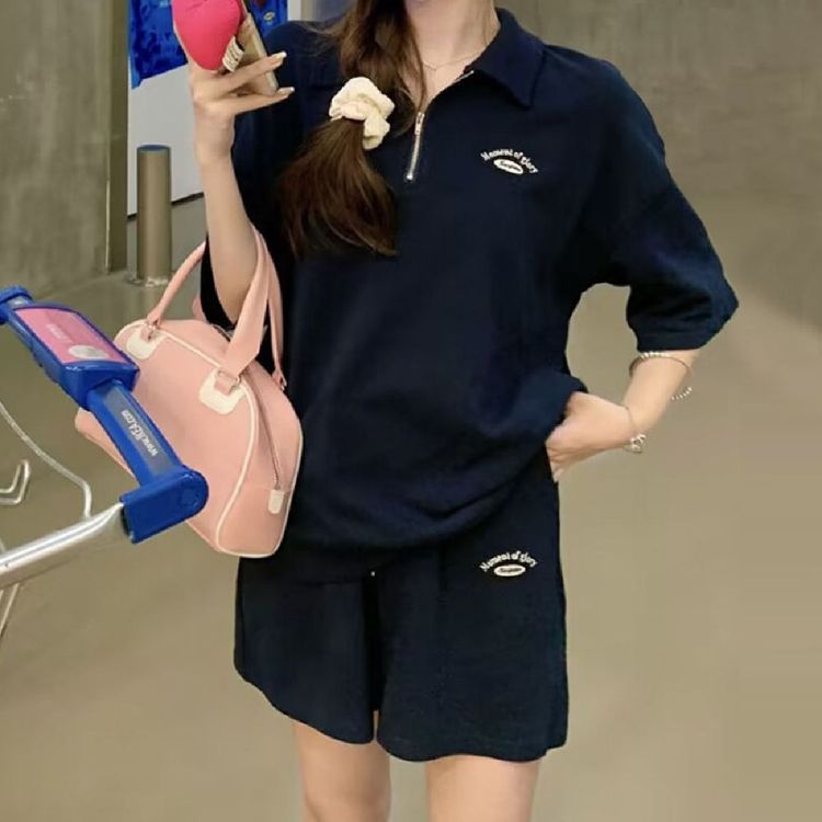 여성 여름 트레이닝복 반팔 반바지 상하 세트 네이비 홈플러스 택배배송