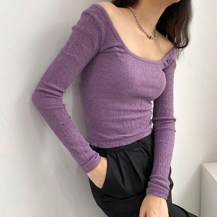 여자 스퀘어넥 오프숄더 슬림 쫄티 무지 티셔츠 홈플러스 택배배송