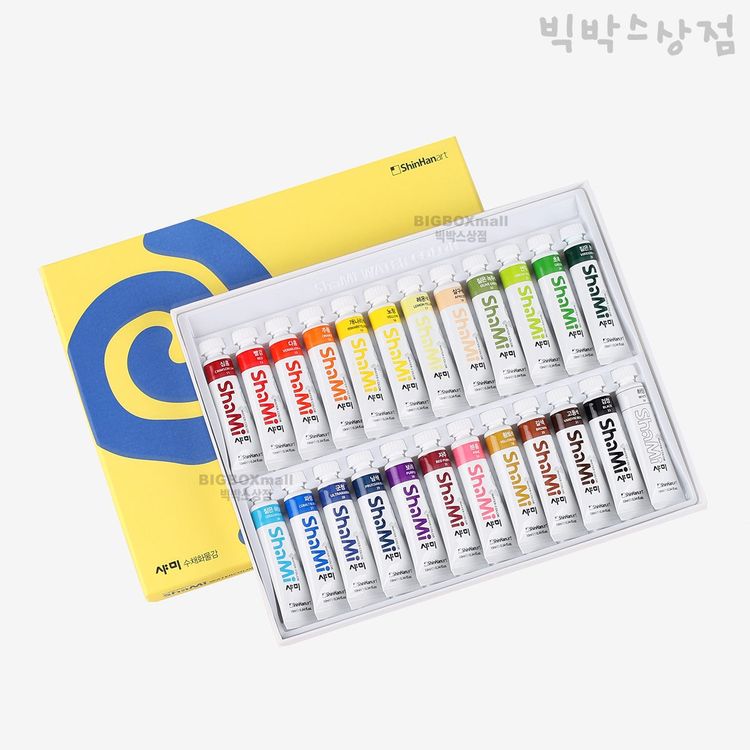 신한 샤미 수채화물감 10ml 24색 1p 학색용 교육 미술 준비물 색칠 붓 물통 팔레트 홈플러스 택배배송