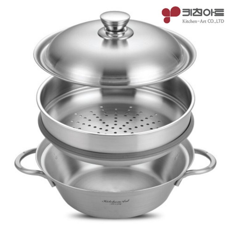 키친아트 인덕션 2단 찜냄비 30cm 찜판 전골냄비 옥수수 만두찜기 홈플러스 택배배송