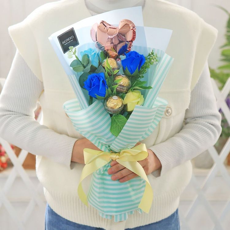 글램 페레로로쉐 꽃다발 블루 초콜릿 사탕 선물 부케 홈플러스 택배배송