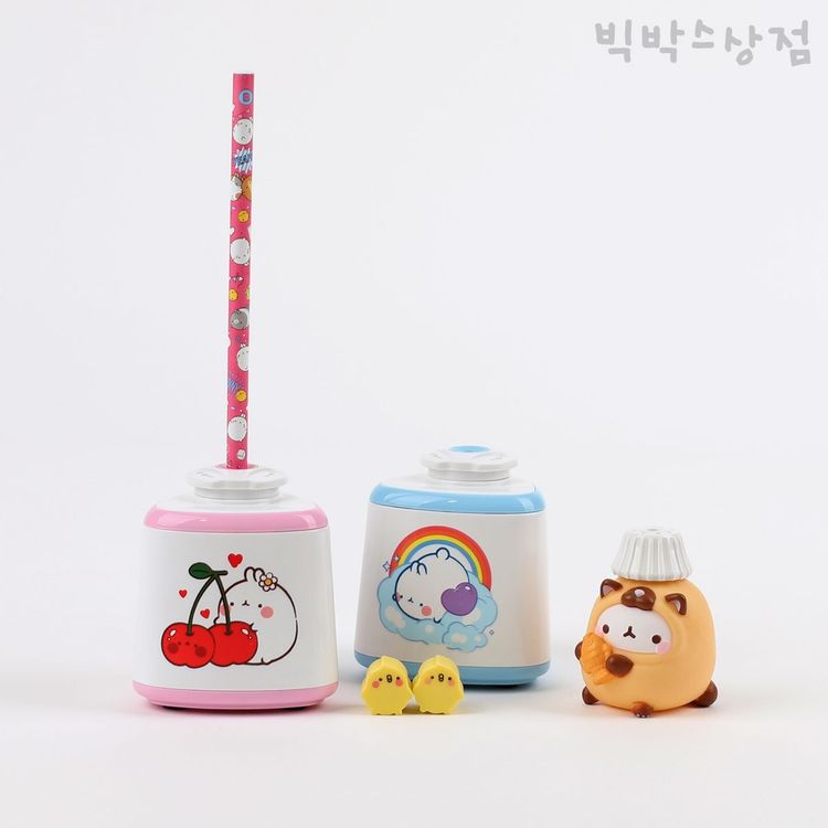 빅박스상점 몰랑 전동 연필깎이 1개 랜덤 몰랑자동연필깎이 필기구 연필 학용품 홈플러스 택배배송