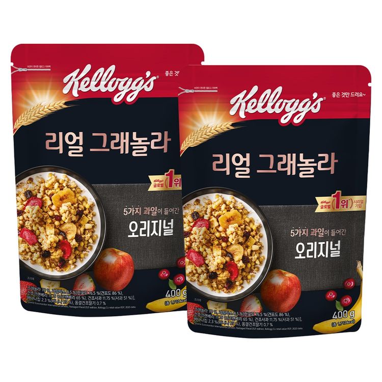 [켈로그] 시리얼 리얼 그래놀라 오리지널 400g x 2개 + 미니시리얼 90g | 홈플러스 택배배송