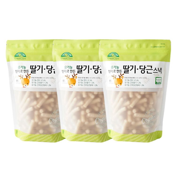 오가닉스토리 유기농 현미로 만든 담백한 딸기당근스낵 3종 홈플러스 택배배송