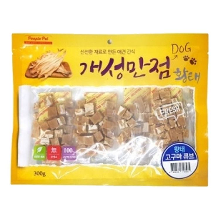 강아지육포간식 강아지 황태 고구마 큐브 300g 1p 반려견 육포 간식 홈플러스 택배배송