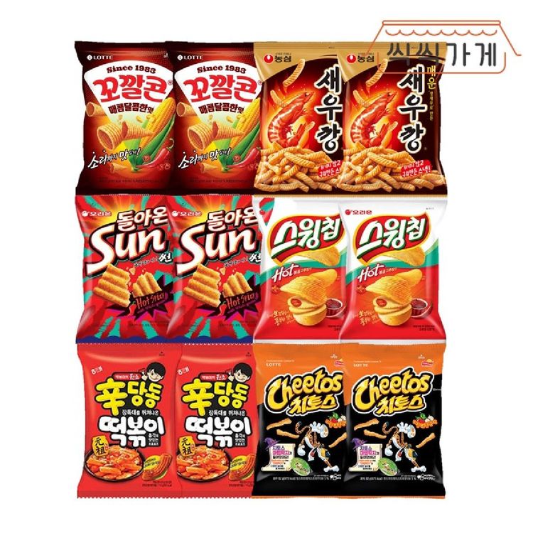 씩씩가게 매콤달콤 봉지과자 6종 2개씩썬 매새 스윙칩 신떡 치토스 꼬깔콘 홈플러스 택배배송