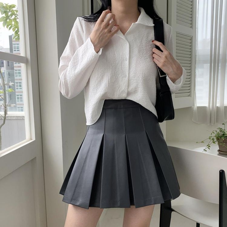 여자 데일리 캐주얼룩 레더 플리츠 미니 스커트 홈플러스 택배배송
