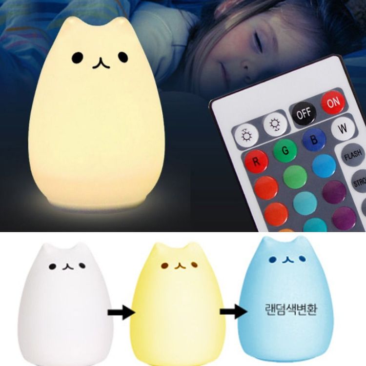 리모컨 실용적인 N72038a59db 실리콘 고양이 취침등 터치등 조명 홈플러스 택배배송