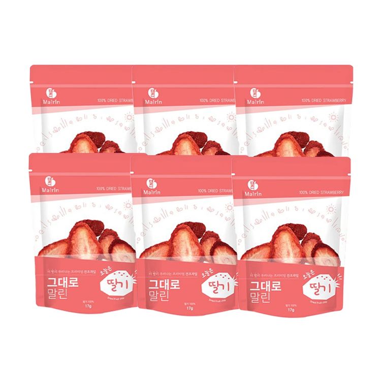 그대로말린 오늘은 딸기칩 17g X 6팩 말린과일 과일칩 말린과일 건과일 건조딸기 영양간식 홈플러스 택배배송