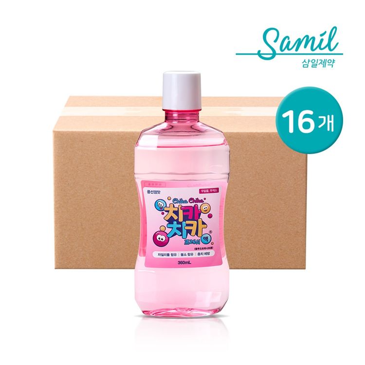 삼일제약 치카치카 프레쉬액 풍선껌맛 360ml 16개 어린이가글 자일리톨 불소함유 홈플러스 택배배송