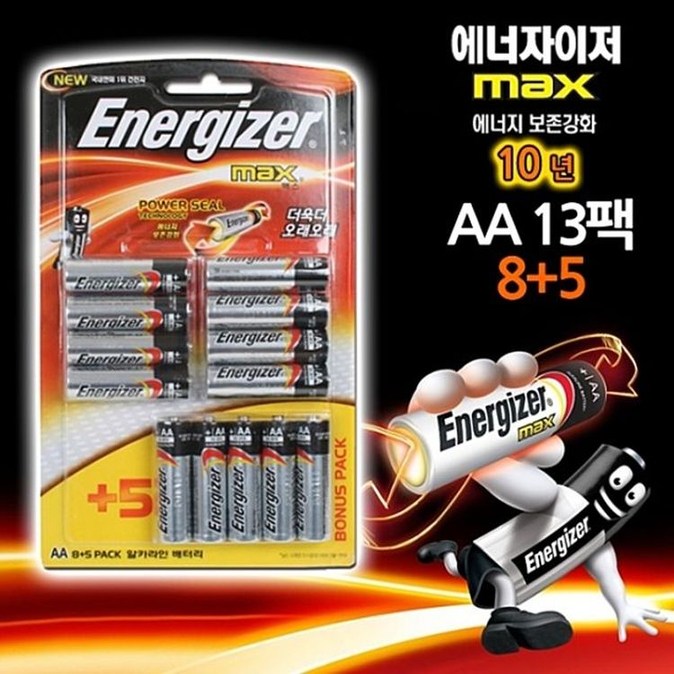에너자이저 맥스 Aa건전지 13팩 Lr6 밧데리 보존10년 소형건전지 에너자이져 배 홈플러스 택배배송