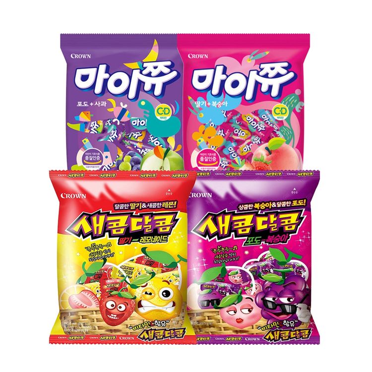 크라운 츄잉캔디 봉지세트 총 4봉새콤달콤200g 2종 각1봉마이쮸284g 2종 각1봉 홈플러스 택배배송