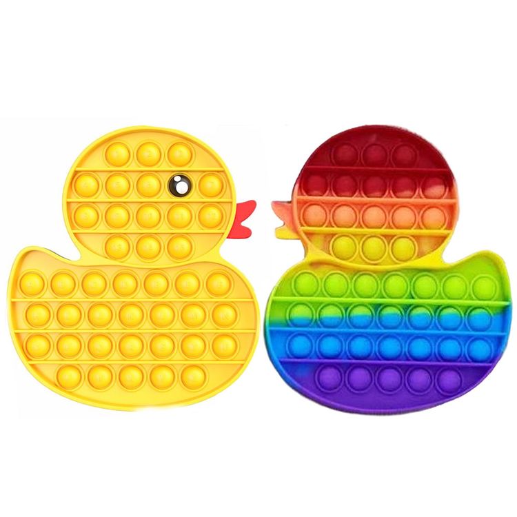 귀여운 오리 모양 무지개 푸쉬팝 버블 팝잇 틱톡 말랑이 실리콘 장난감 무한 뽁뽁이 홈플러스 택배배송