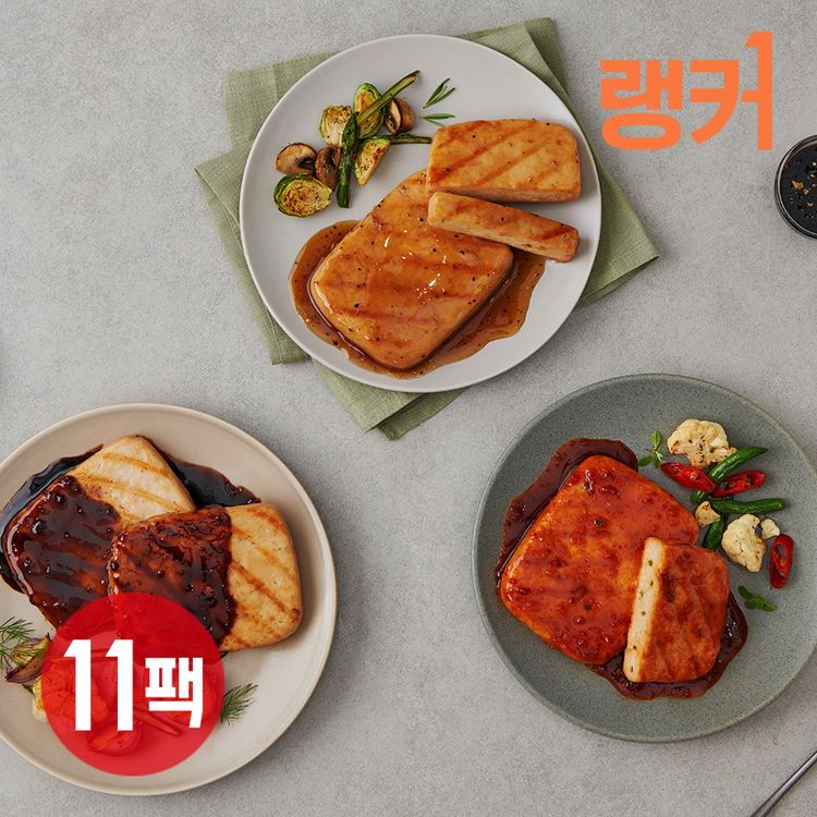 랭커 닭가슴살 소스 스테이크 혼합 130g 11팩 매콤바베큐4통후추4블랙소이3 홈플러스 택배배송