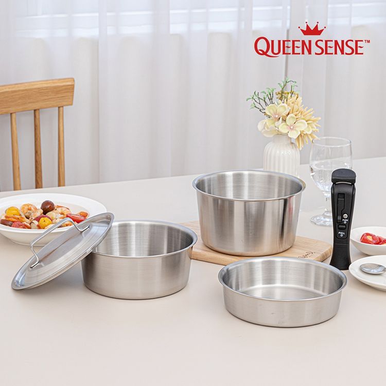 Queensense 퀸센스 다담 통삼중 인덕션ih 탈착식 스텐냄비 5p세트 스테인레스 홈플러스 택배배송