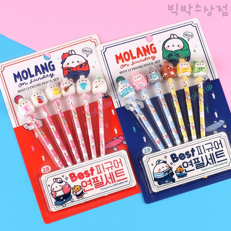 몰랑 베스트 피규어 연필세트 6본 1p 몰랑이 문구세트 학용품세트 단체선물추천 필기구 유치 홈플러스 택배배송