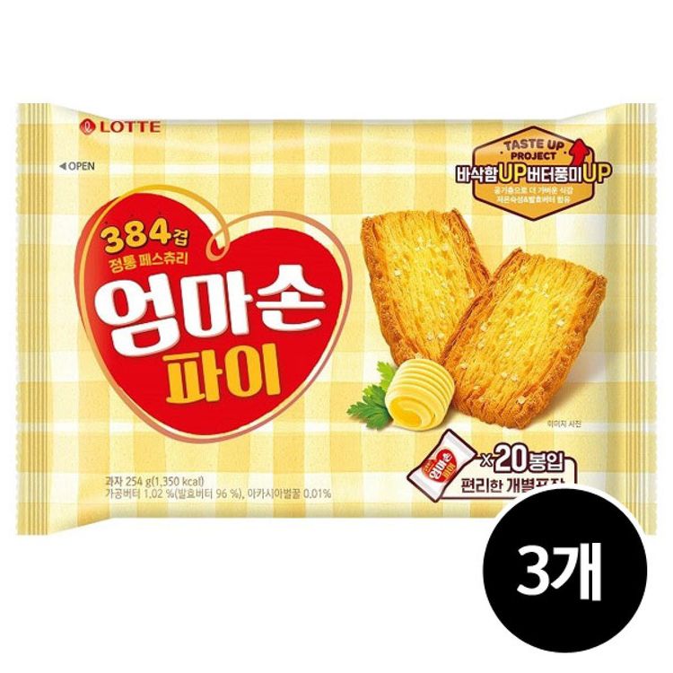 롯데제과 엄마손 파이 254g 3개 홈플러스 택배배송