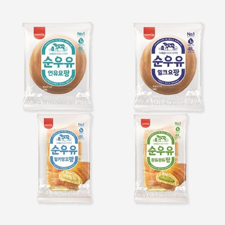 삼립 간식 빵 총8개 연유요팡 2개 밀크요팡 2개 밀키앙꼬팡 2개 완듀완듀팡 2개 홈플러스 택배배송