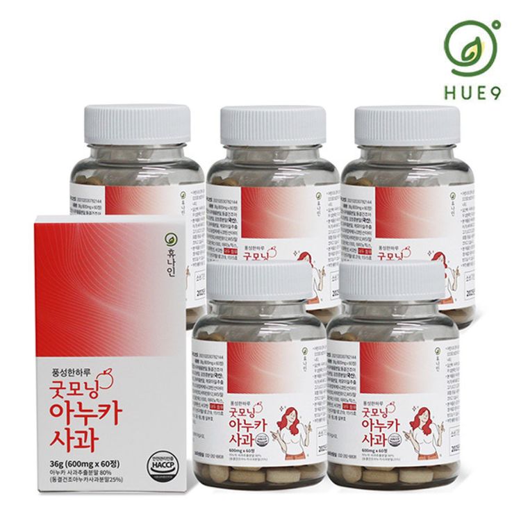 휴나인 풍성한하루 굿모닝 아누카사과 정 5박스박스당 600mg X 60정 비오틴 맥주효 홈플러스 택배배송