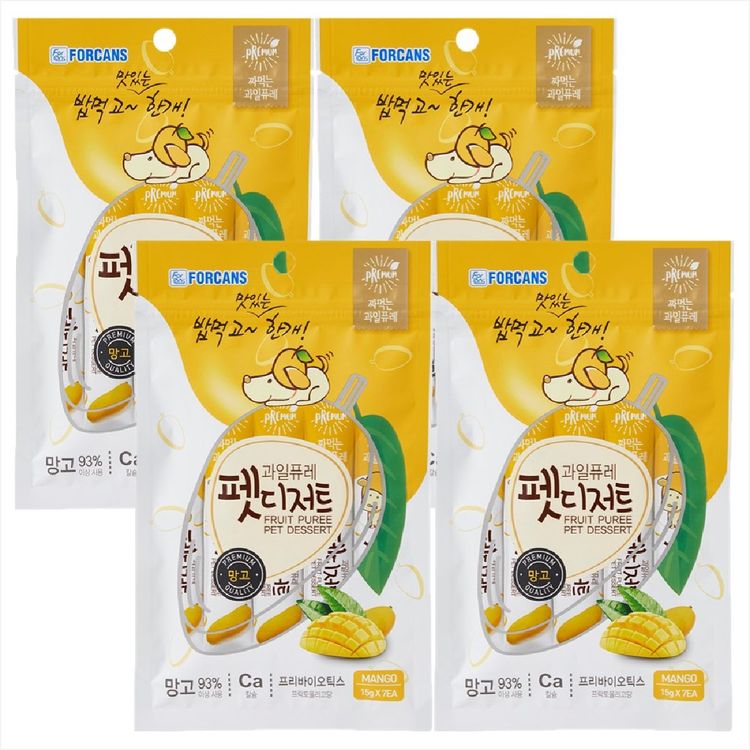 포켄스 과일퓨레 펫디저트 망고 7p 105g X 4개 짜먹는 강아지 츄르 유기농 홈플러스 택배배송