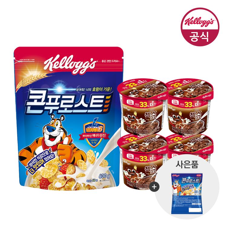 켈로그 시리얼 콘푸로스트 600g 컵첵스초코 40g X 4개 미니 30g 홈플러스 택배배송