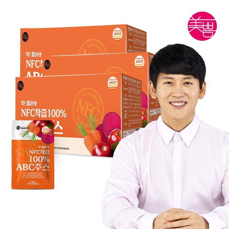 미쁨생활건강 딱좋아 Nfc착즙 100 Abc주스 70ml 3박스 총 90포 홈플러스 택배배송