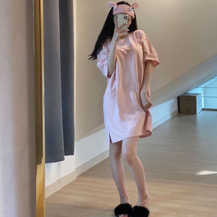 20대 여성 귀여운 핑크 롱티셔츠 홈웨어 원피스 홈플러스 택배배송